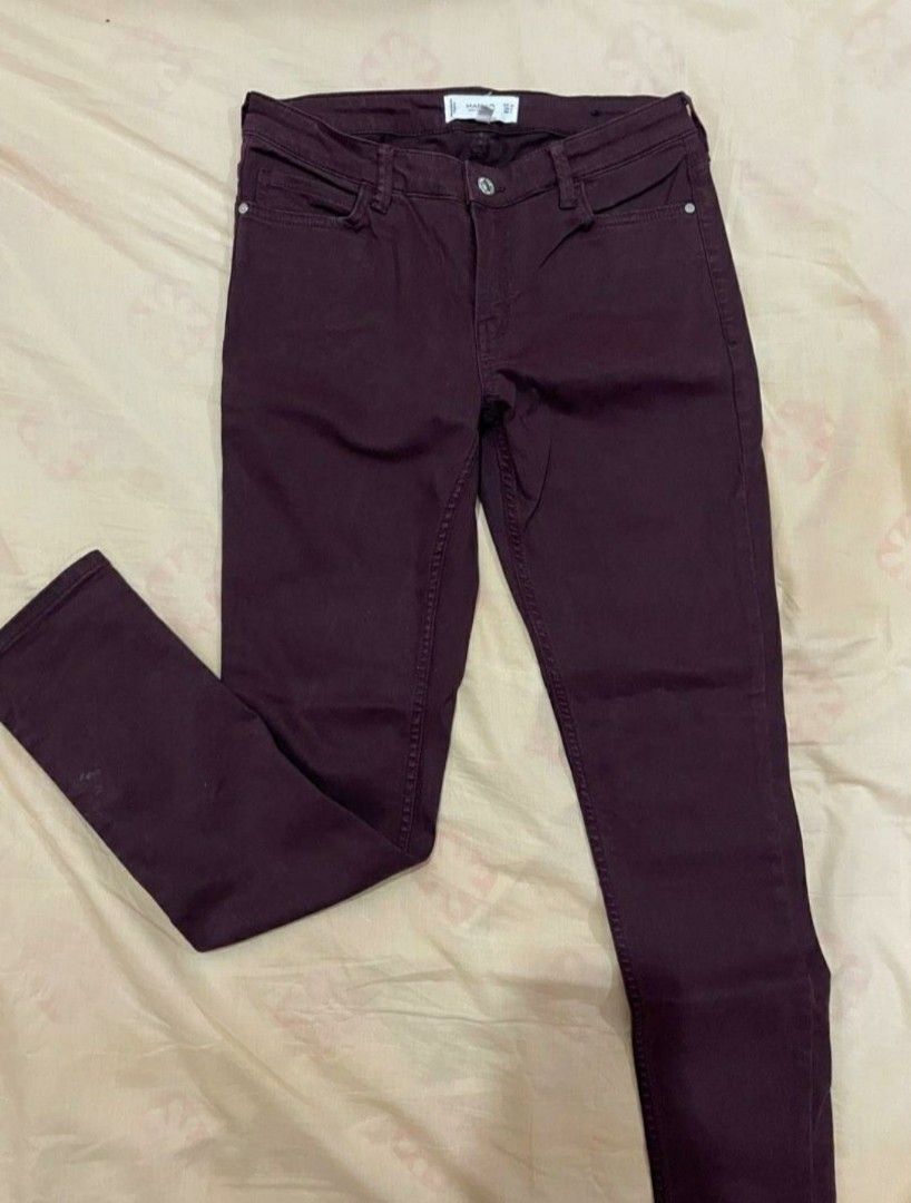 Mango Maroon Jeans, Women's Fashion, Bottoms, Jeans on Carousell