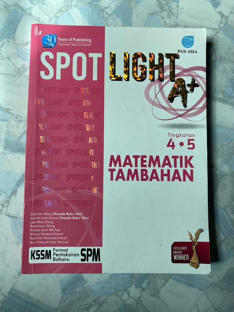 MATEMATIK TAMBAHAN tingkatan 4 tingkatan 5 kssm spotlight pan asia buku ...