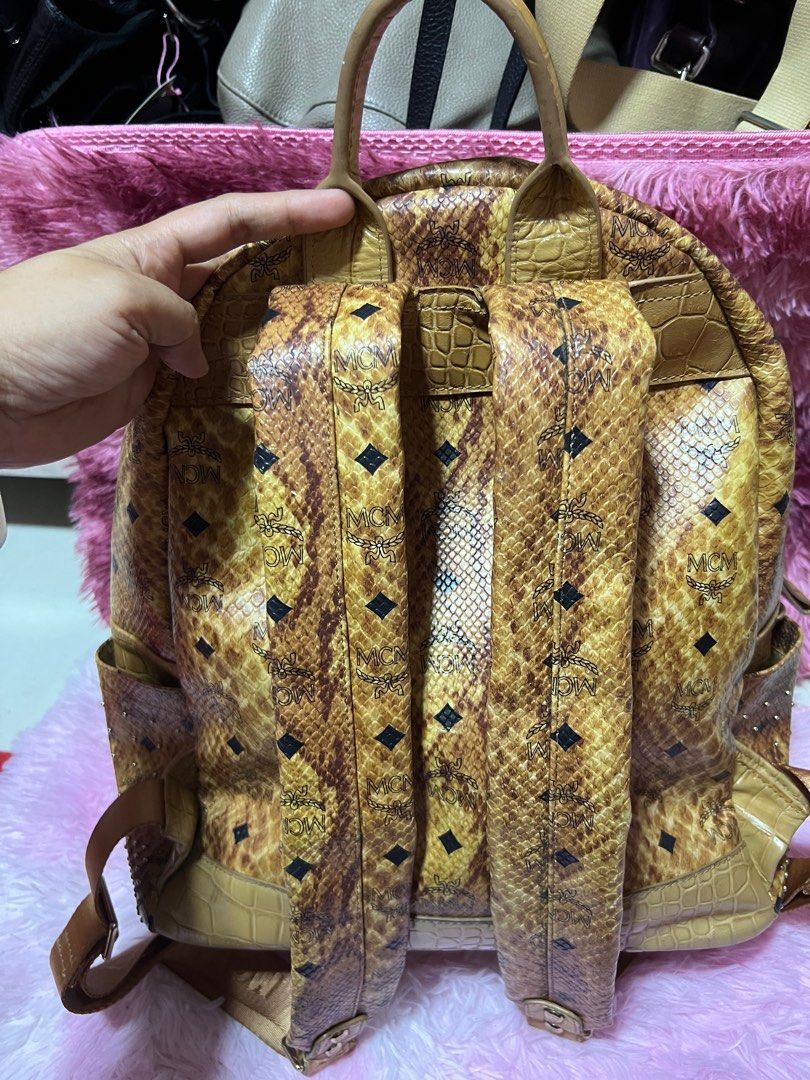 MCM studded backpack in snake skin leather, Luxury, Bags & Wallets on ...