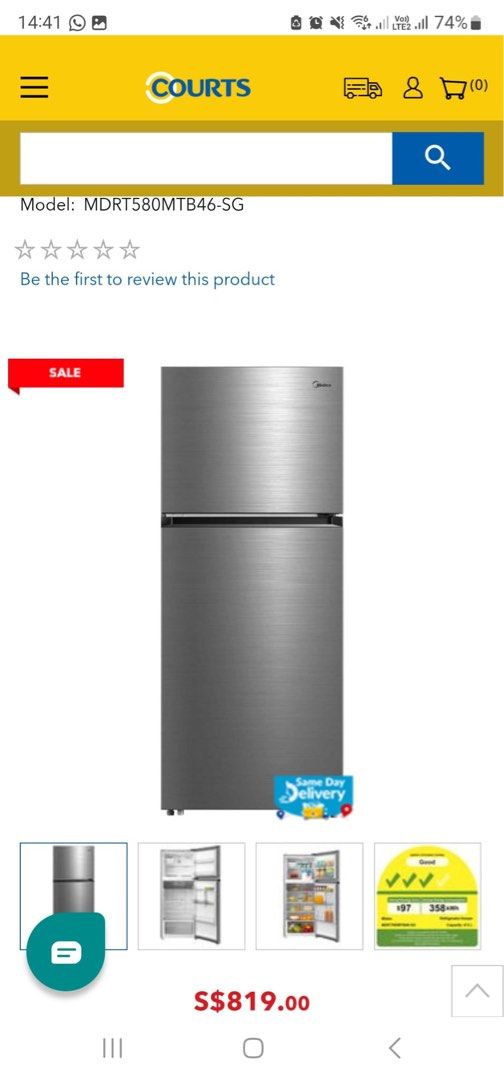 MIDEA 413L 2 Door Fridge, TV & Home Appliances, Kitchen Appliances ...