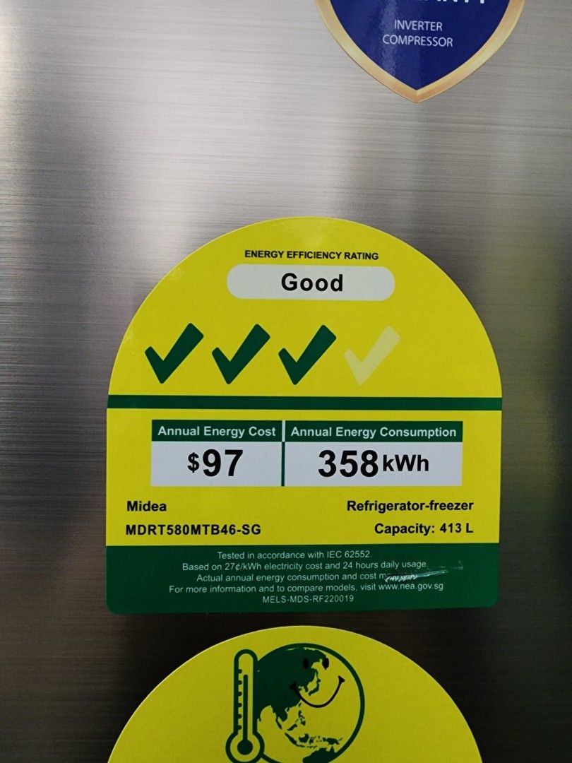 MIDEA 413L 2 Door Fridge MDRT580MTB46-SG DISPLAY, TV & Home Appliances ...