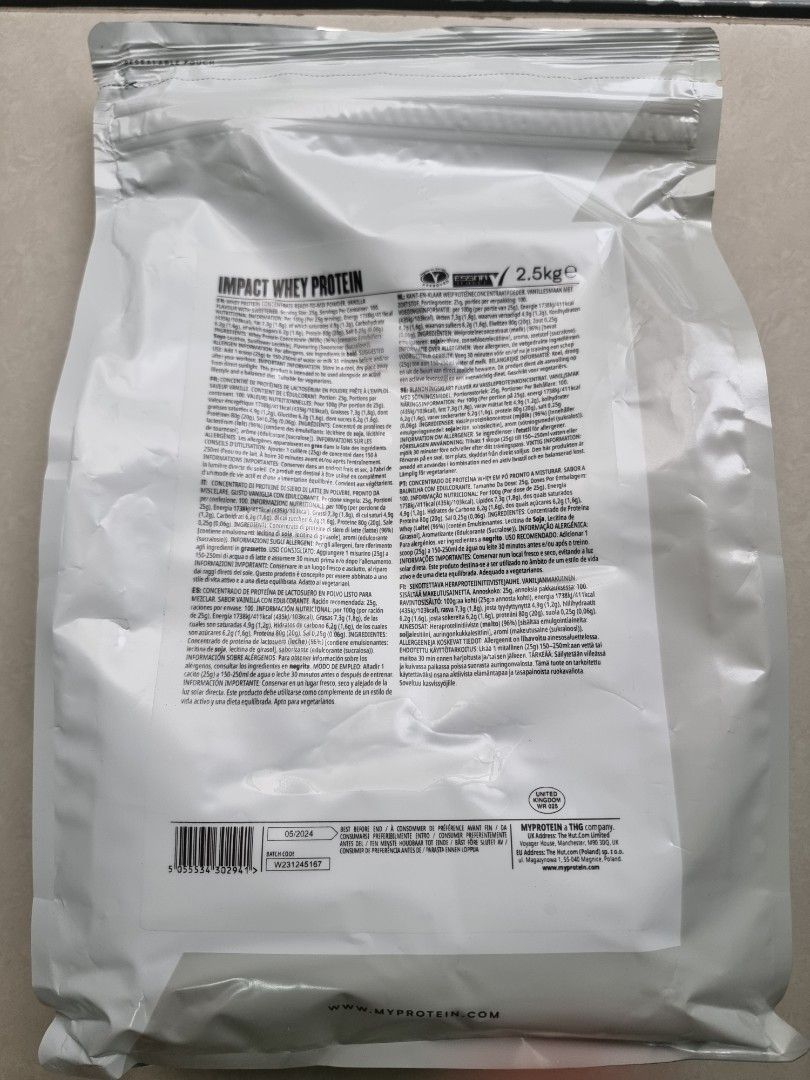 MyProtein Whey Protein 2.5kg Chocolate Brownie, Health & Nutrition ...