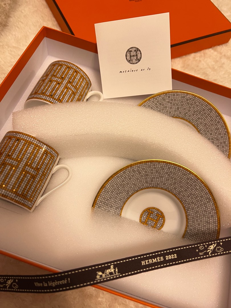 New Hermes Mosaique Carre Espresso Coffee (4-pc set) homeware hard to ...