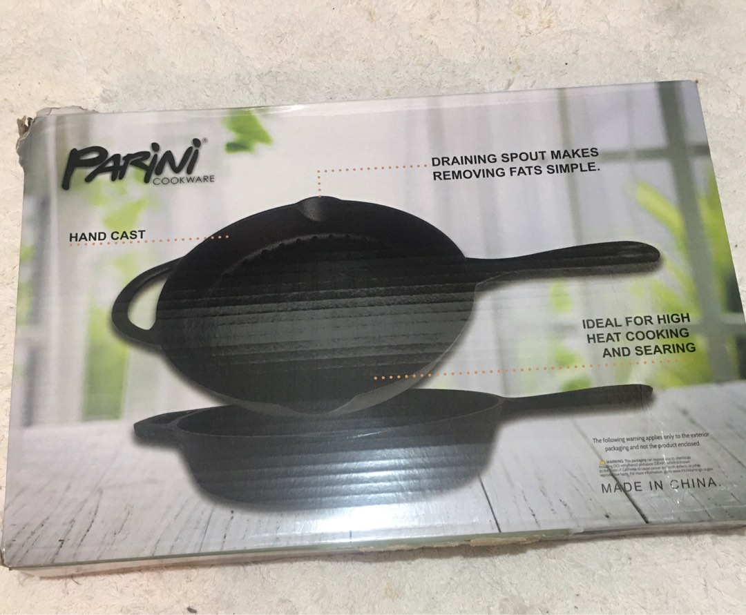 Parini Cookware 10" Cast Iron Grill Pan Brand New In Box Stovetop Oven ...