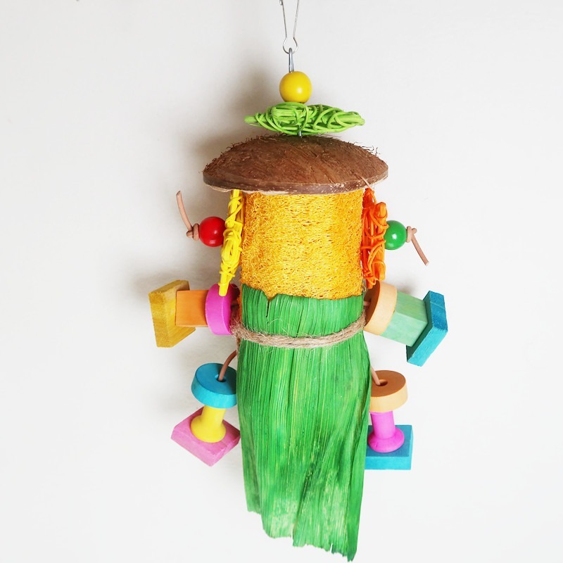 Parrot Bird Toys | Loofah Bite | Scarecrow Coconut Shell | Corn Husk ...