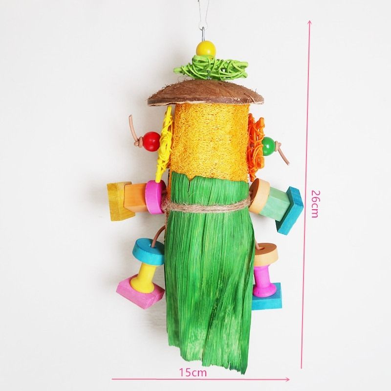 Parrot Bird Toys | Loofah Bite | Scarecrow Coconut Shell | Corn Husk ...