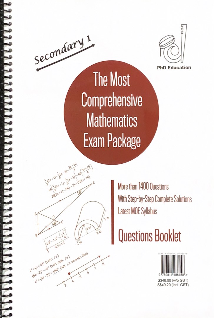 phD education secondary 1 comprehensive mathematics exam package ...