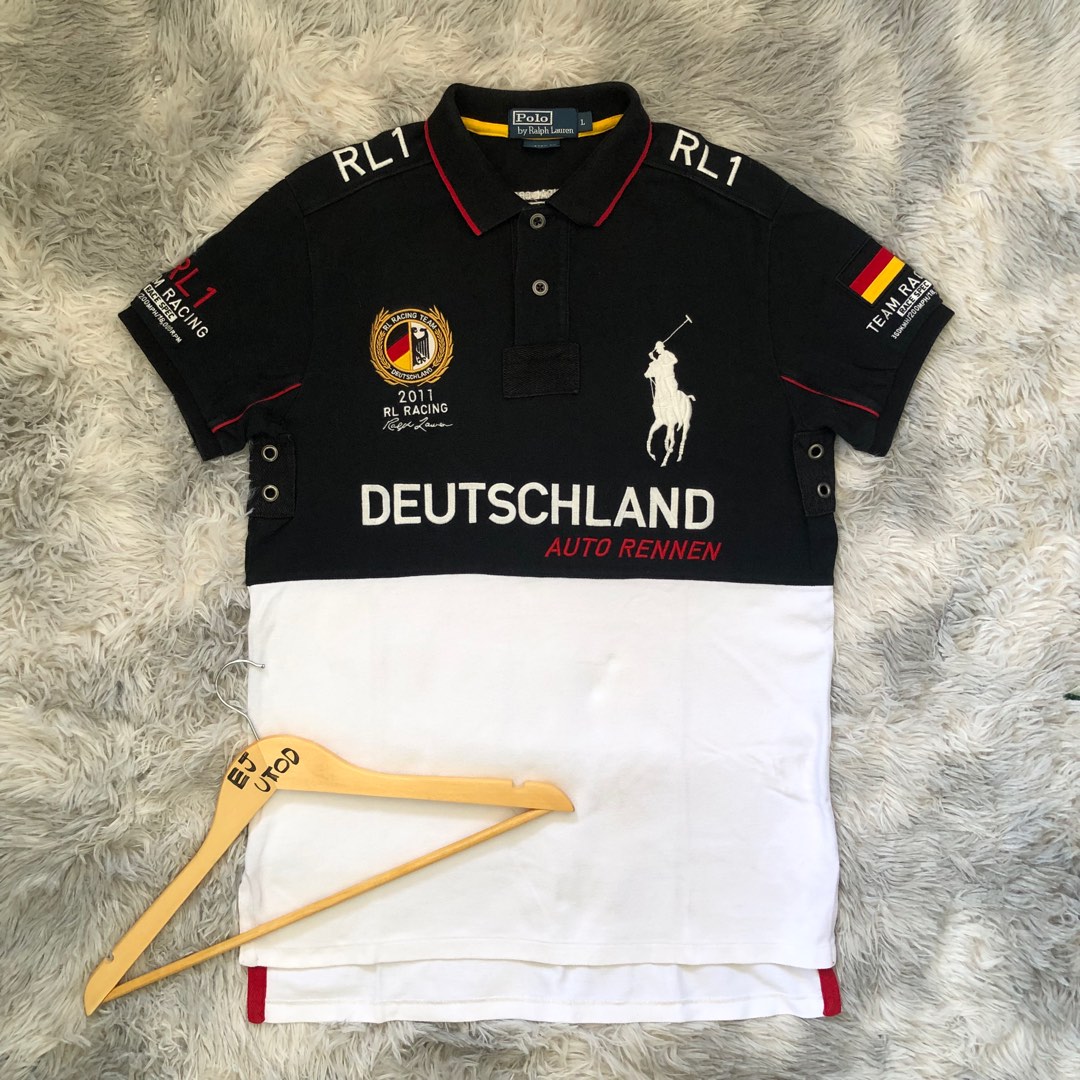 Polo by Ralph Lauren RL1 Racing Deutschland Polo Shirt Black/White, Men ...