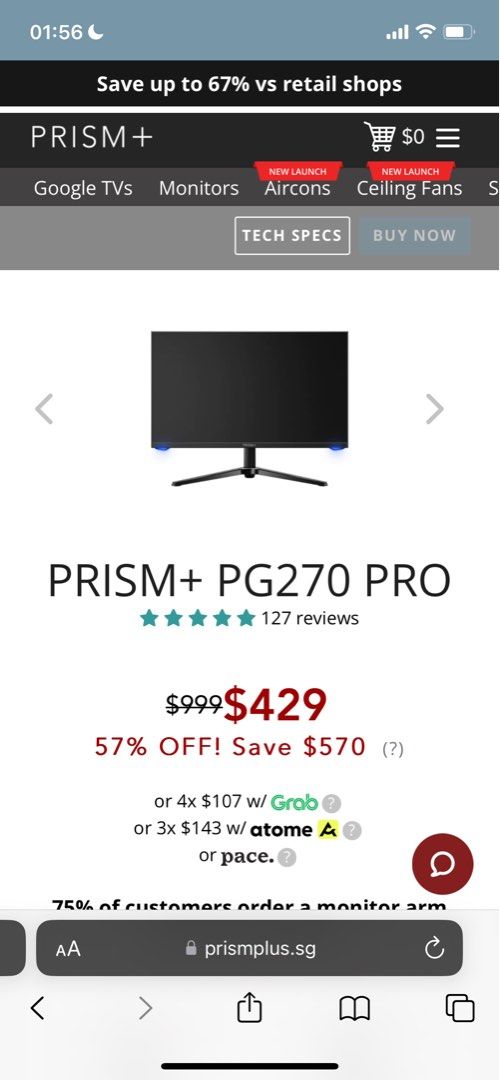 Prism+ PG270 Pro, Computers & Tech, Parts & Accessories, Monitor ...