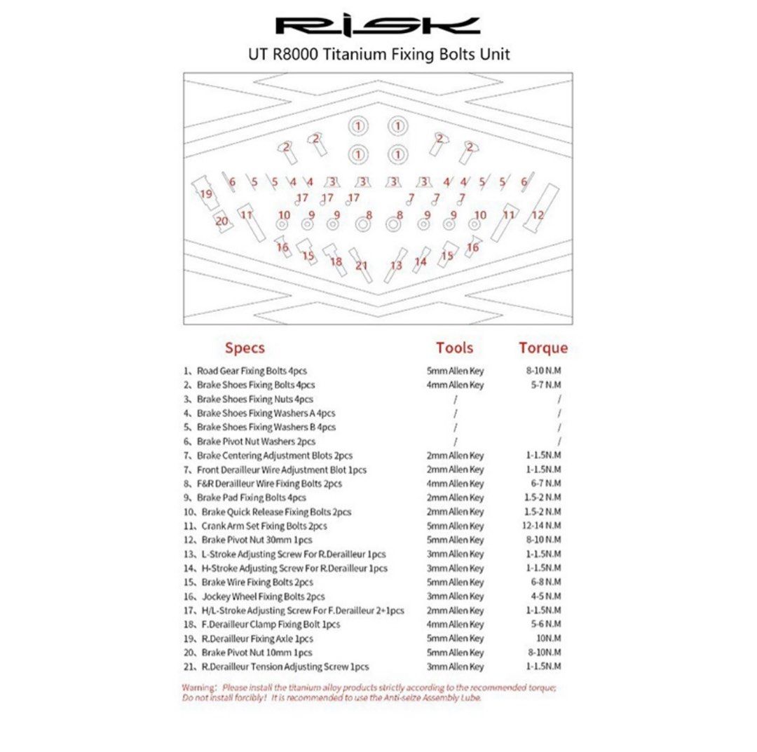Risk UTR8000 Titanium Screw Set, Sports Equipment, Bicycles & Parts ...