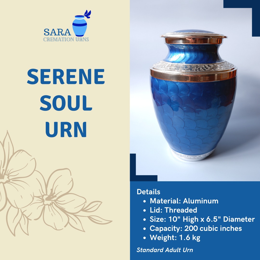 [saraurnsph] Serene Soul Aluminum Urn Cremation Urn Jar Blue Urn Metal ...