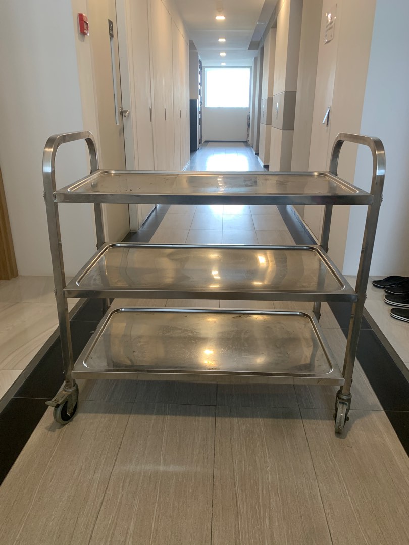 Stainless Steel Trolley with wheels, Furniture & Home Living, Bathroom ...
