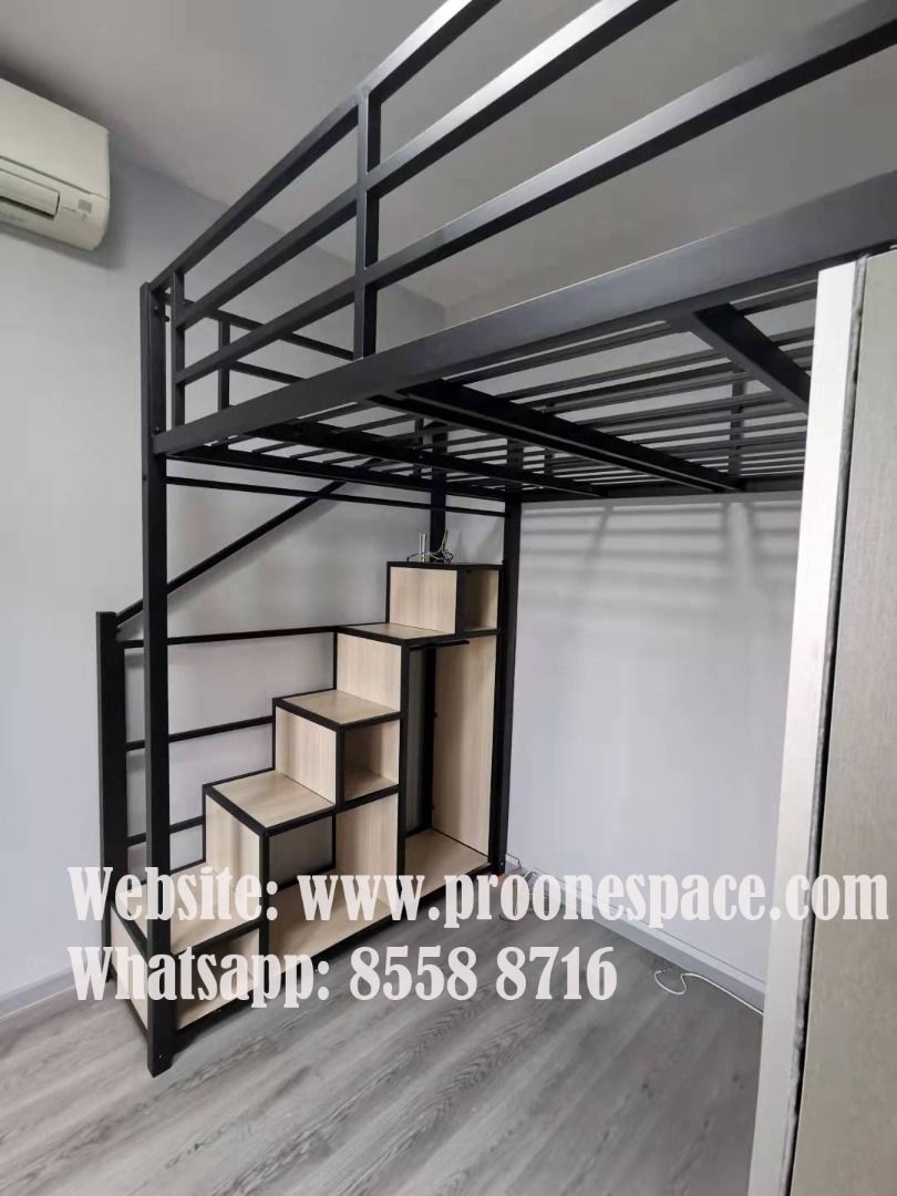 Steel loft bed customization, Furniture & Home Living, Furniture, Bed ...