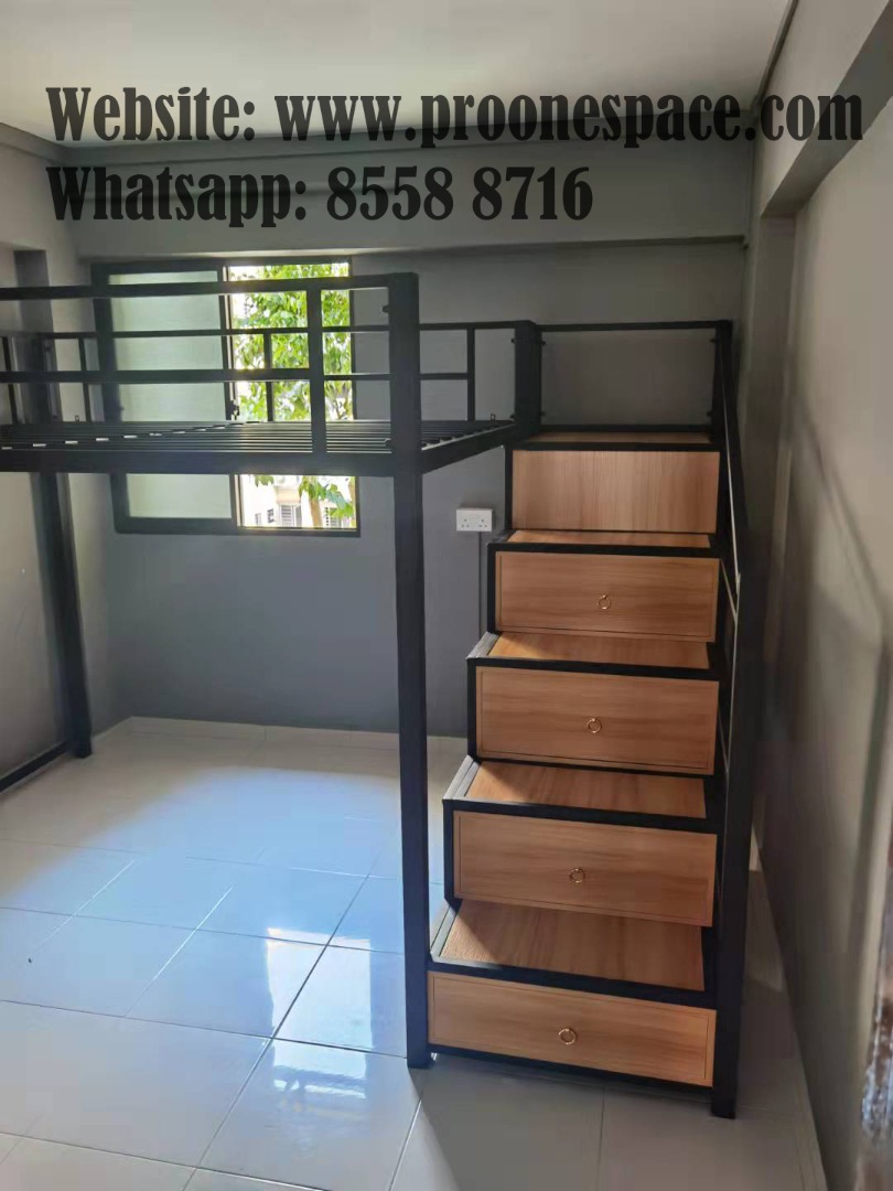 Steel loft bed customization, Furniture & Home Living, Furniture, Bed ...