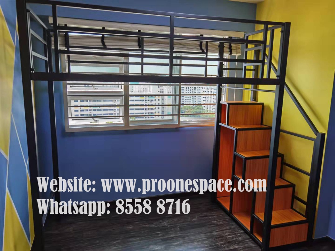 Steel loft bed customization, Furniture & Home Living, Furniture, Bed ...