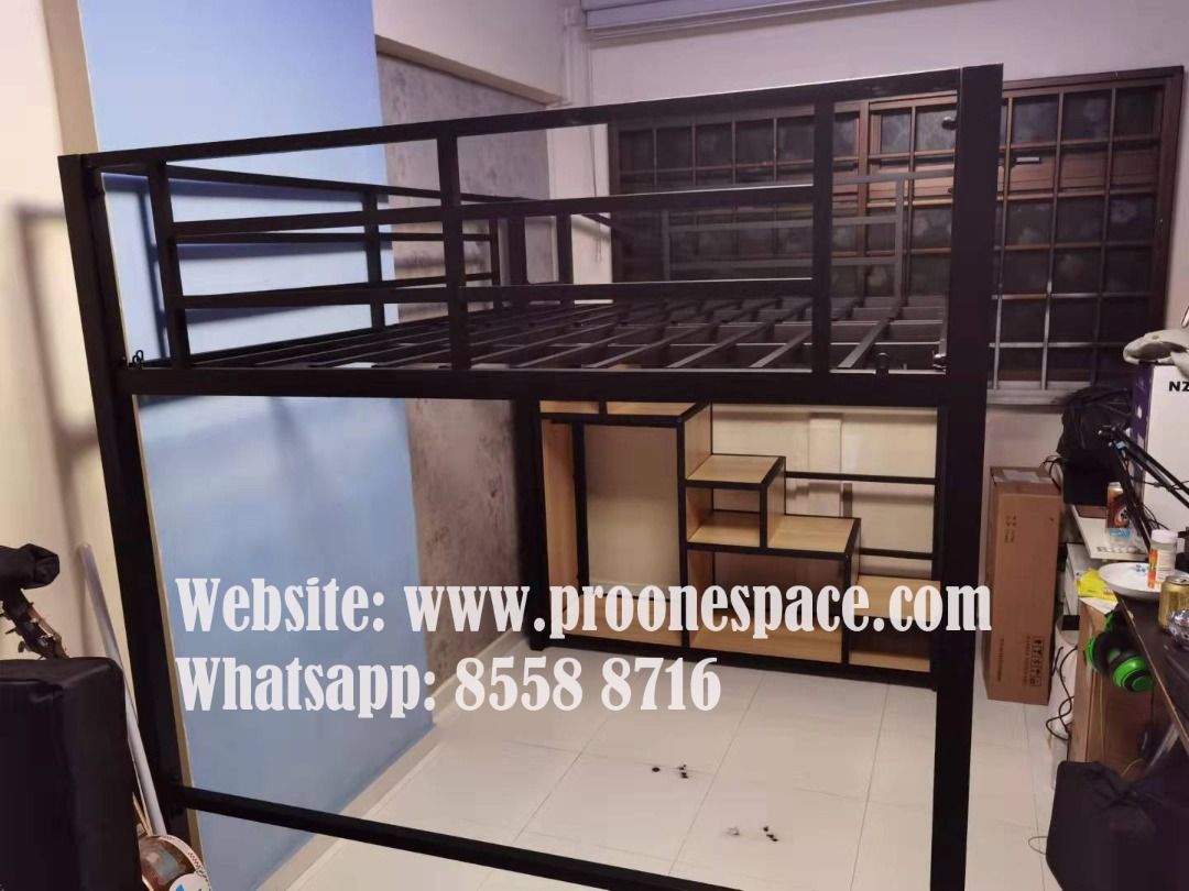 Steel loft bed customization, Furniture & Home Living, Furniture, Bed ...