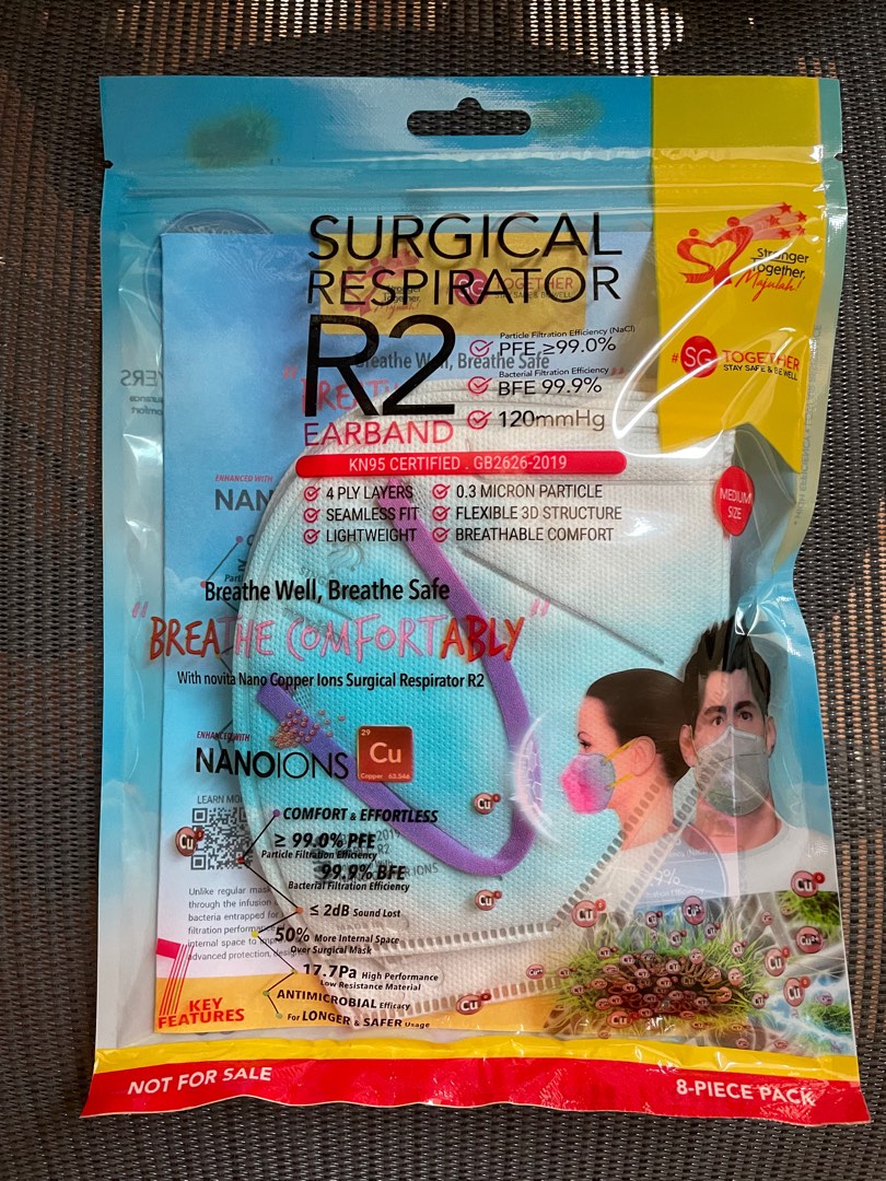 Novita Surgical respirator R2 earband, Health & Nutrition, Face Masks ...