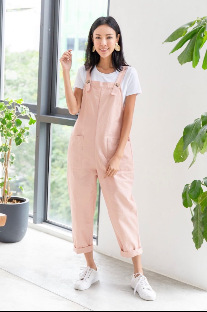 The Sunday Avenue Bayson Peg Leg Dungaree In Pink New Size S, Women's ...