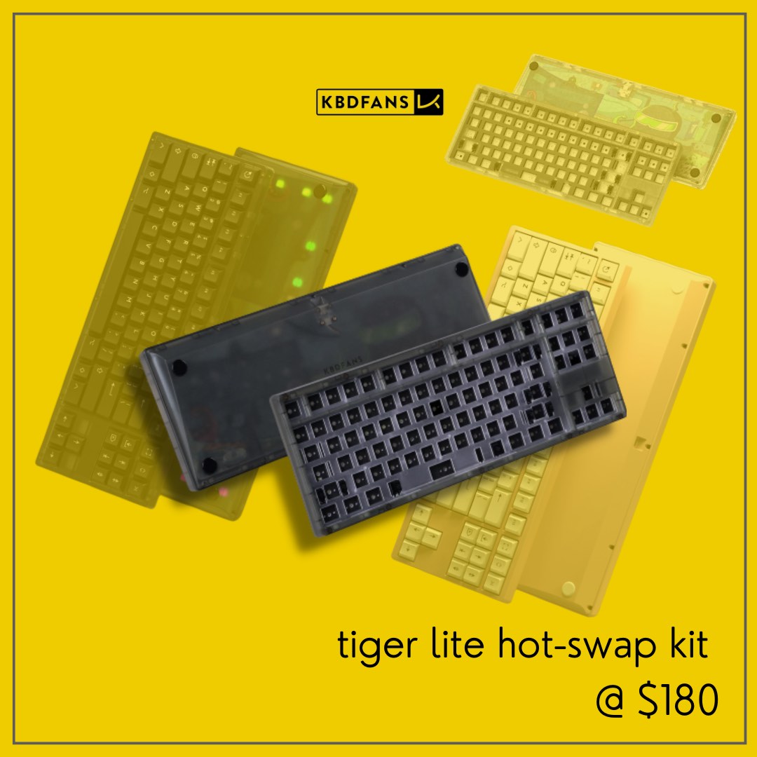 KBDfans Tiger Lite Hot-Swappable DIY TKL Mechanical Keyboard Kit / 80% Gasket Mounted Mechanical ...