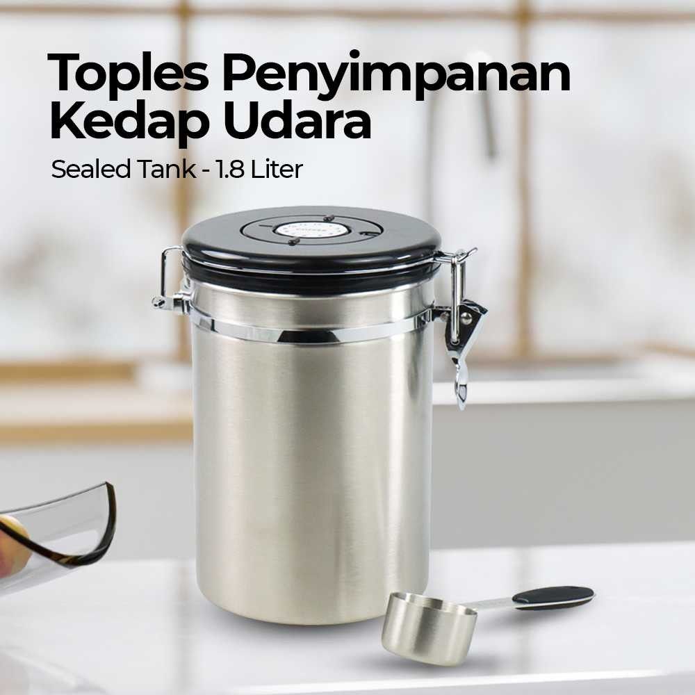 Toples Penyimpanan Kedap Udara Tank Storage Container Coffee Bean 1.8L, Kitchen & Appliances di ...