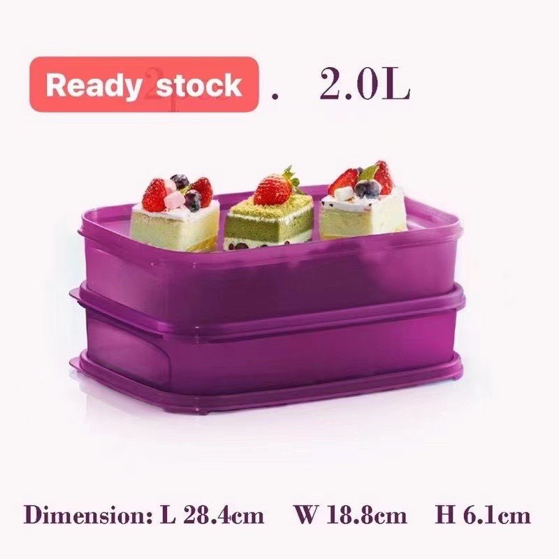 Tupperware MM rectangular 2L purple(2), Furniture & Home Living ...