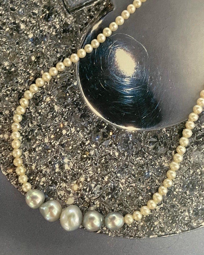 Vintage Rare Baby and Blue Akoya Pearl Necklace, Women's Fashion ...