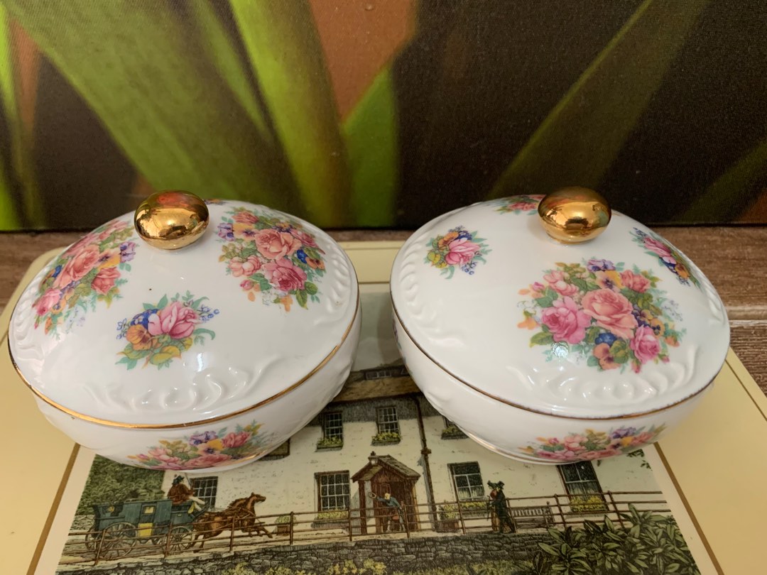 Vintage Set (2) The Leonardo Collection Porcelain Candy/Sugar Dish ...