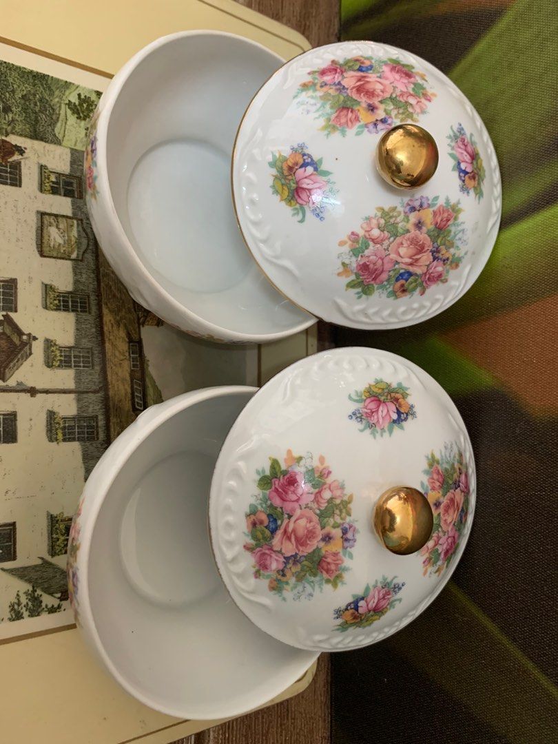 Vintage Set (2) The Leonardo Collection Porcelain Candy/Sugar Dish ...