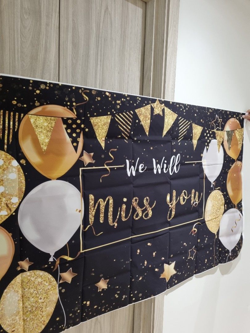 We will miss you farewell party banner backdrop, Hobbies & Toys ...