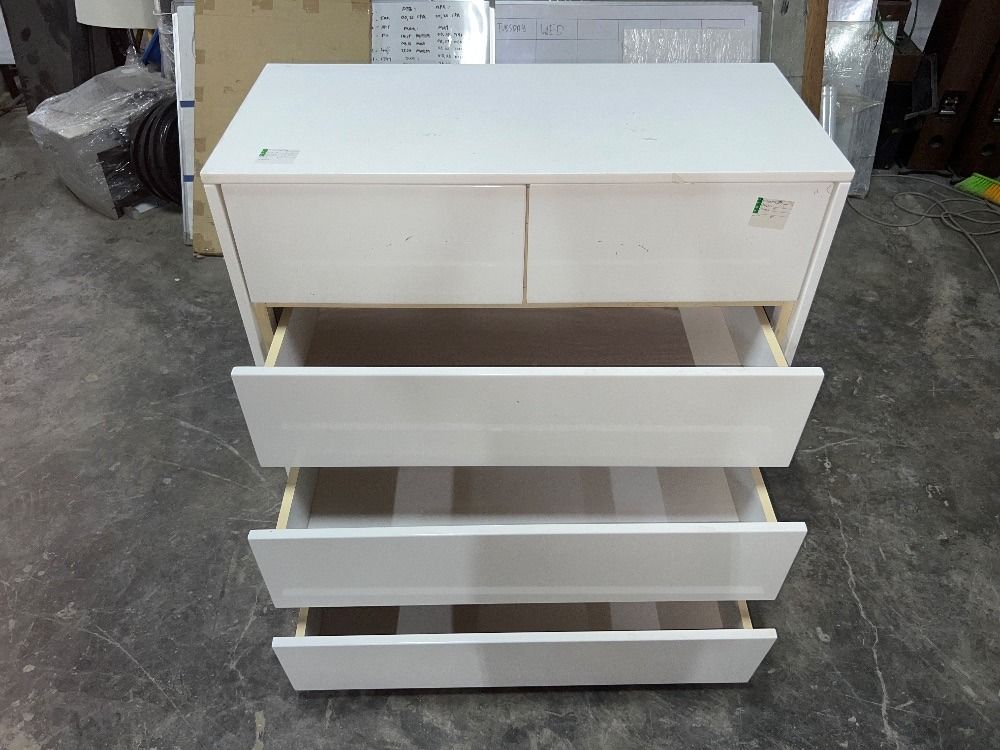 Wooden 4-Tier Chest of Drawers White Colour / Peti Laci 4 Tingkat Kayu ...