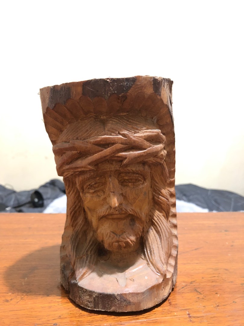 Wooden Jesus Sculpture Block, Furniture & Home Living, Home Decor ...