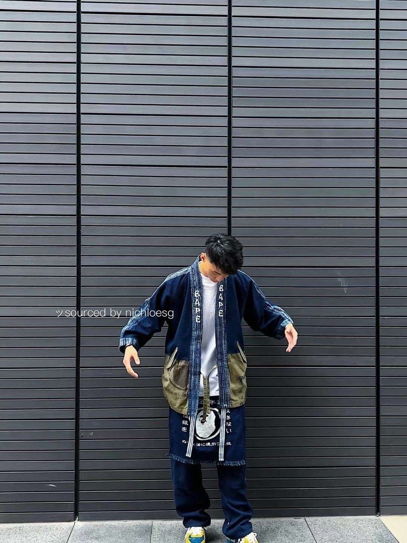 BAPE SASHIKO PAINTER APRON PANTS, Men's Fashion, Bottoms, Trousers on ...