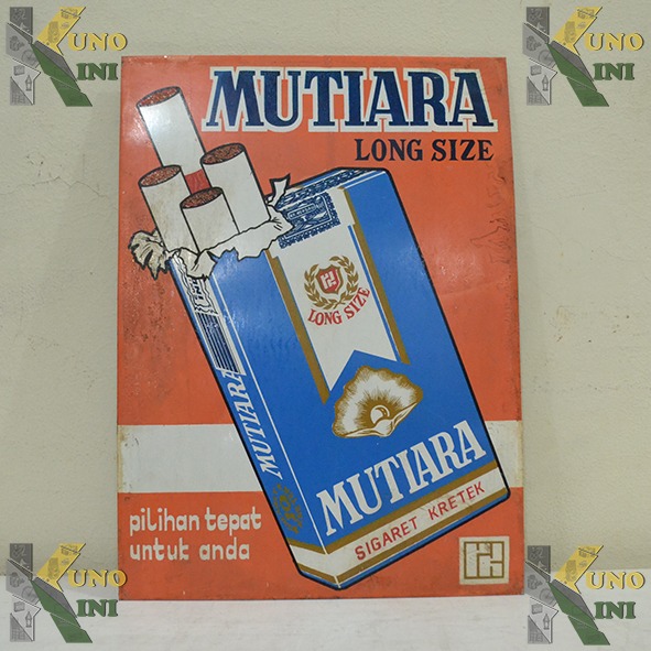 BARANG ANTIK PAPAN IKLAN ROKOK MUTIARA (TULISAN BIRU), Antik, Pajangan ...