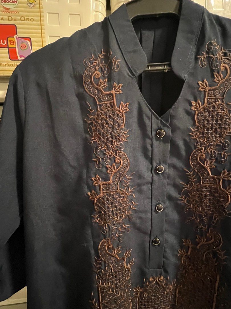 Barong dress (blue black), Women's Fashion, Dresses & Sets, Traditional ...