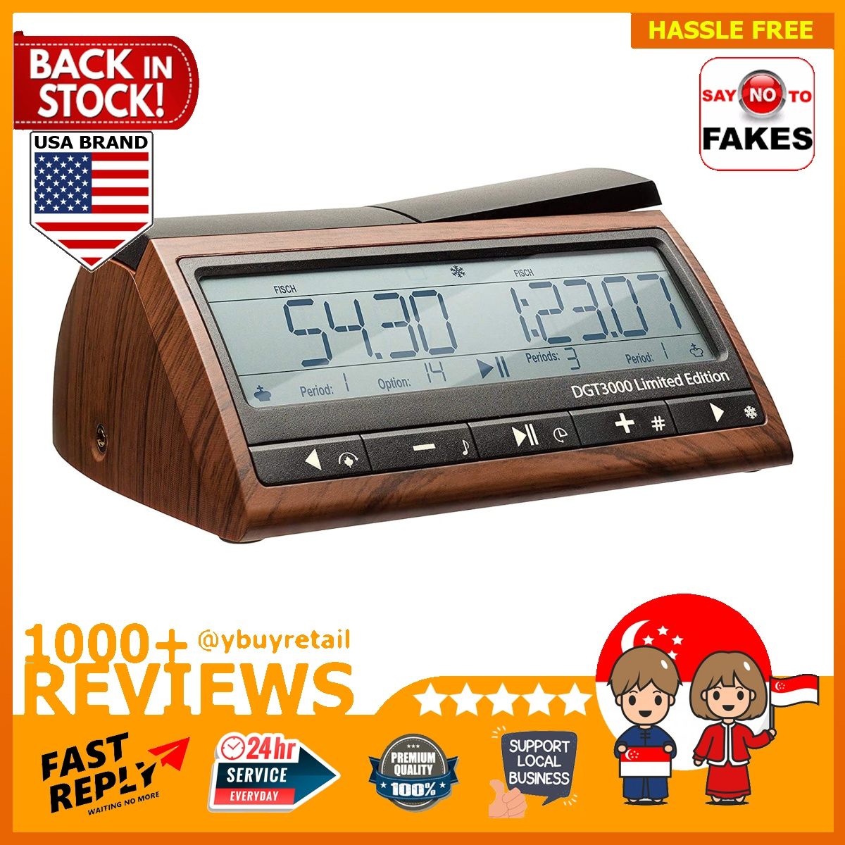 [BML] DGT 3000 Limited Edition - Wooden Look Digital Chess Timer - New Chess Clock, Hobbies ...