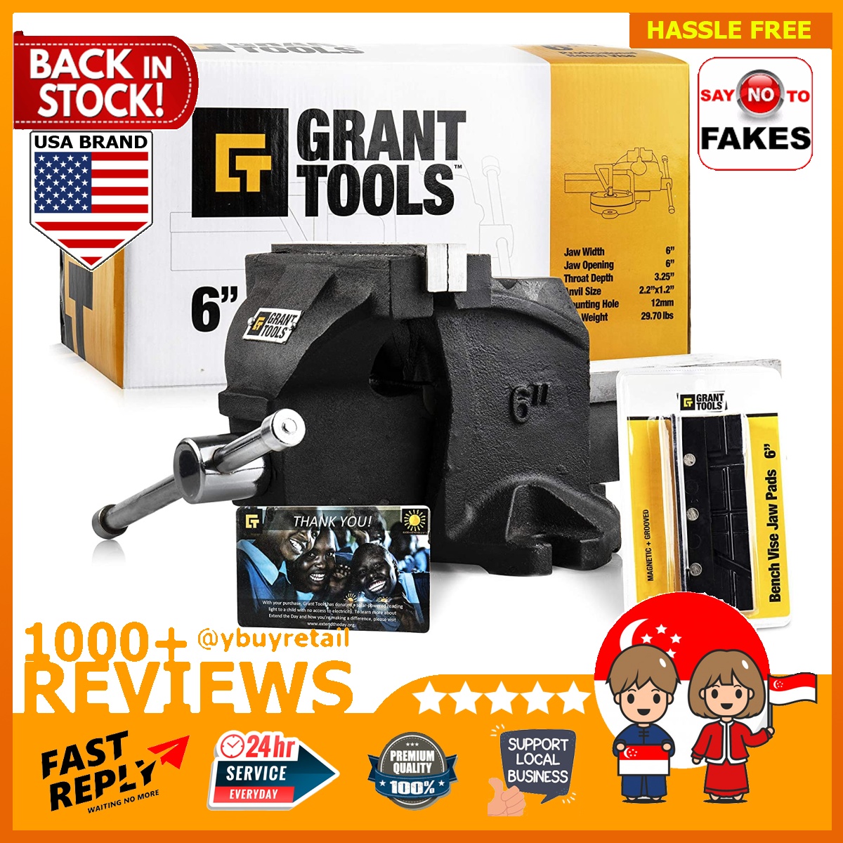 [BML] Grant Tools Light Duty Swivel Bench Vise (4" and 6" Available ...