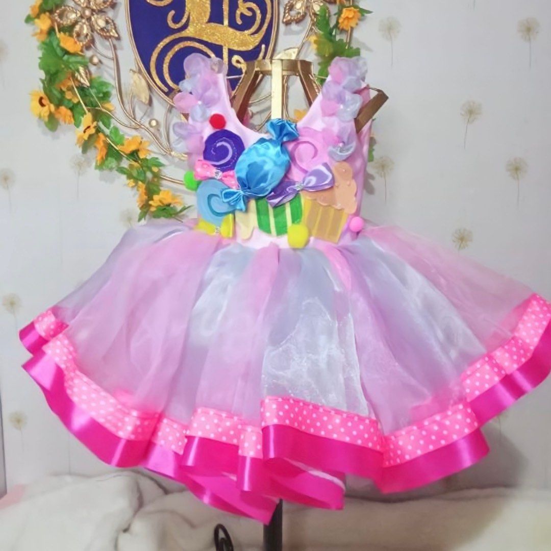 Candyland theme custom cocktail dress for toddler, Babies & Kids ...