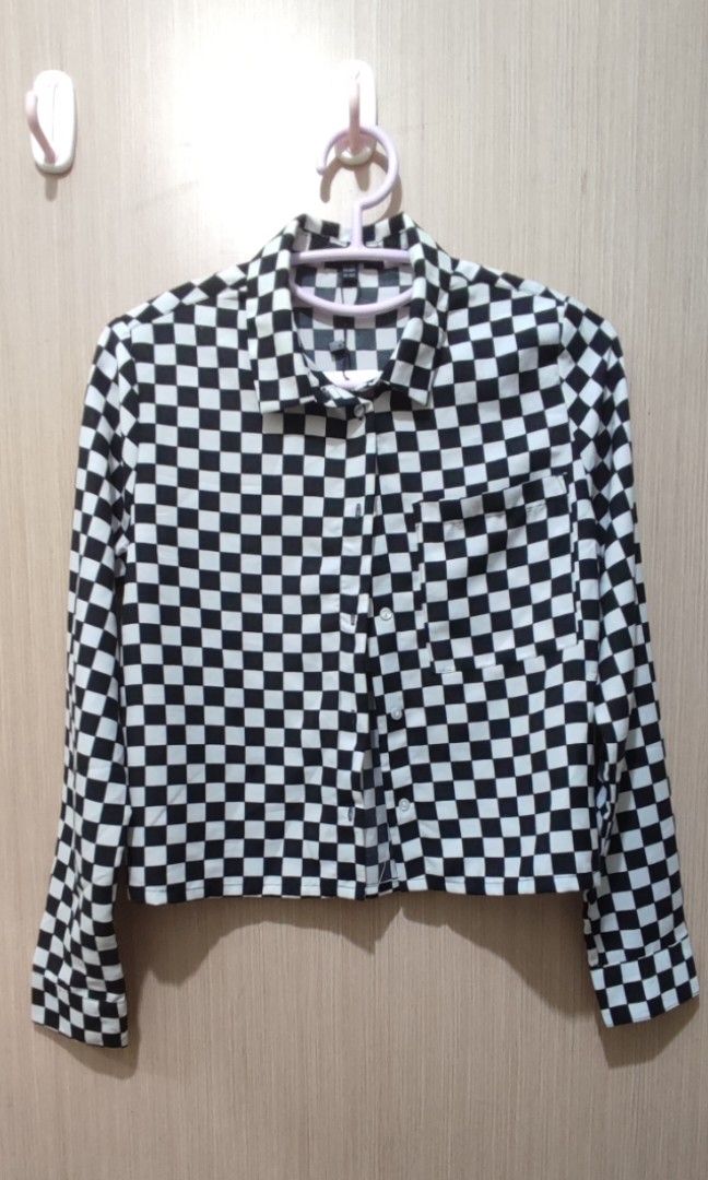 Checkerboard long sleeve, Women's Fashion, Tops, Longsleeves on Carousell