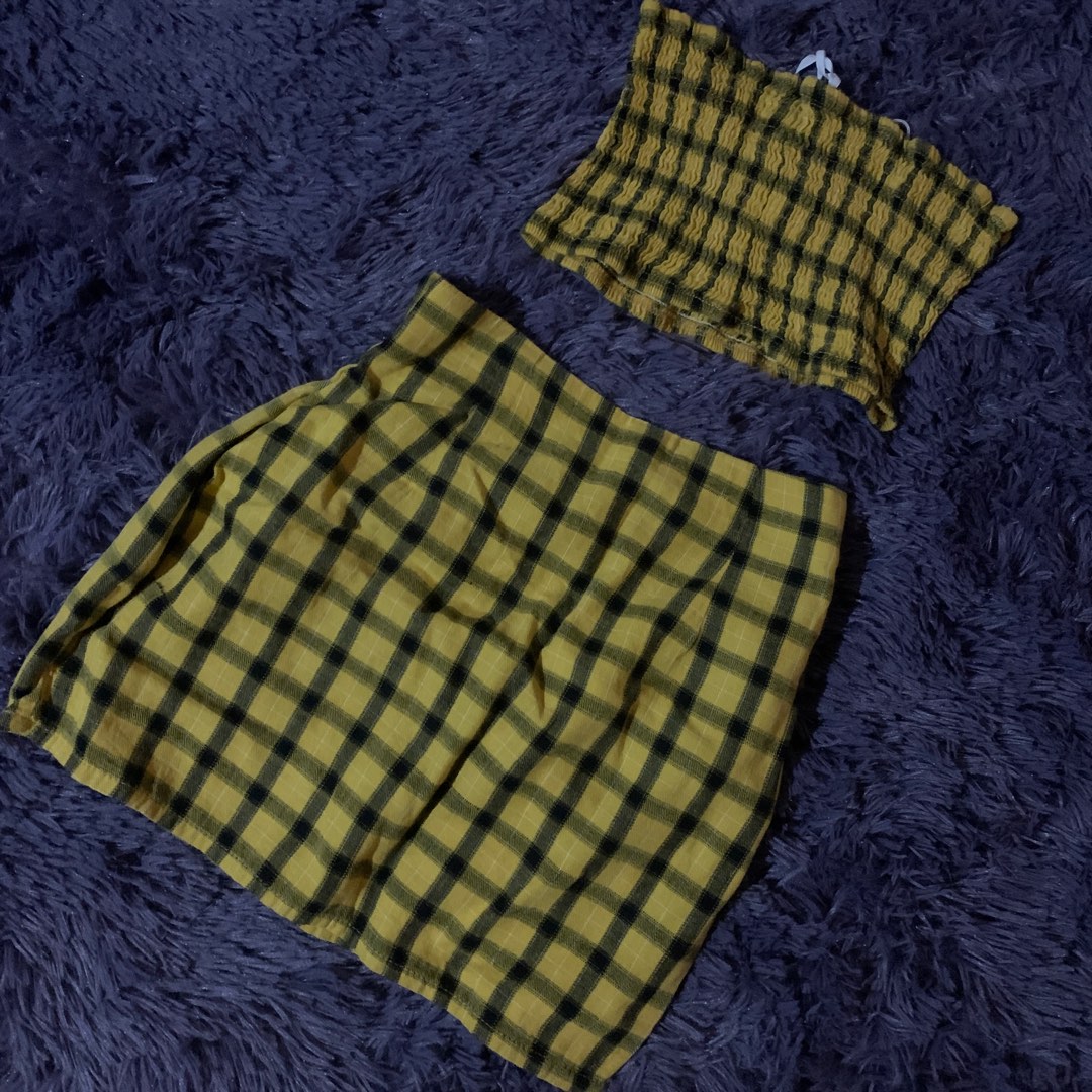Checkered Tube top and Mini skirt set, Women's Fashion, Dresses & Sets ...