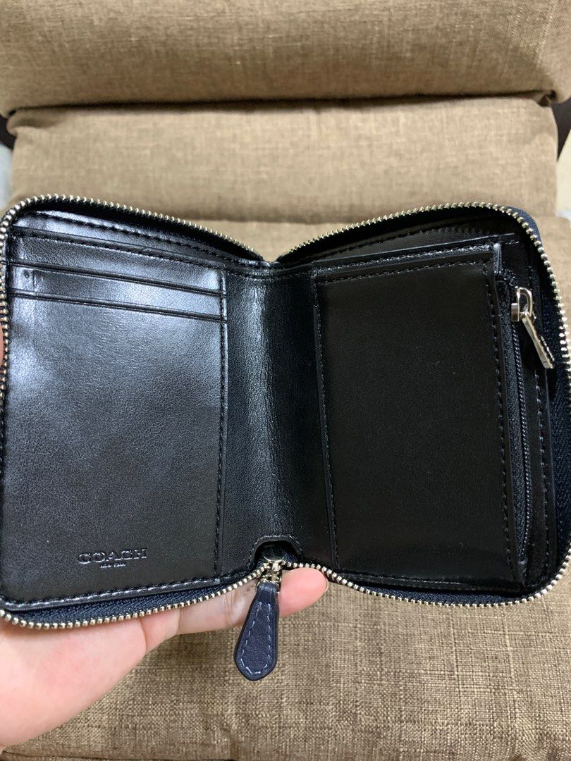 Coach Denim Signature Jacquard Small Zip Around Wallet Denim, Women's ...