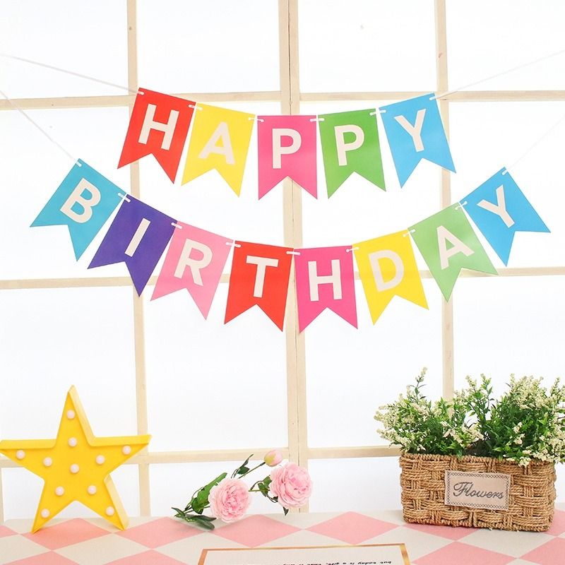 Colorful Letter Happy Birthday Party Banner Hanging Decorations Flags ...
