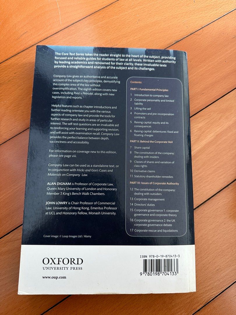 Company Law Alan Dignam & John Lowry, 興趣及遊戲, 書本 & 文具, 教科書 - Carousell