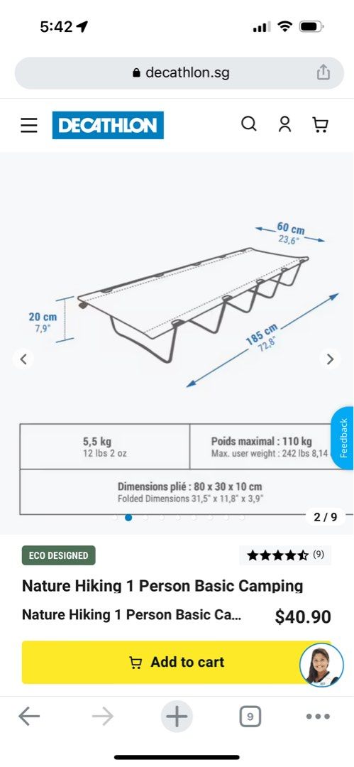 Decathlon Safari Bed, Sports Equipment, Hiking & Camping on Carousell