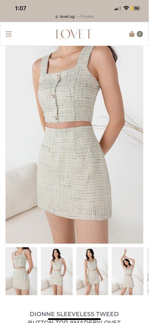 Dionne Tweed Set ( Cream ), Women's Fashion, Dresses & Sets, Sets or ...