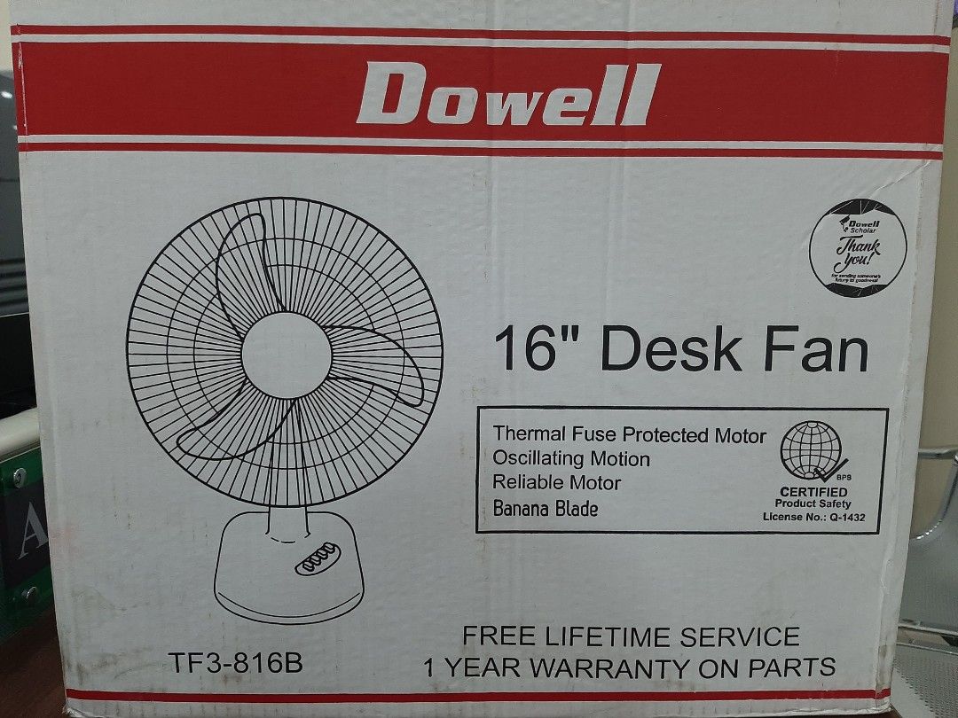 Dowell 16' desk fan TF3-816B, Furniture & Home Living, Lighting & Fans ...