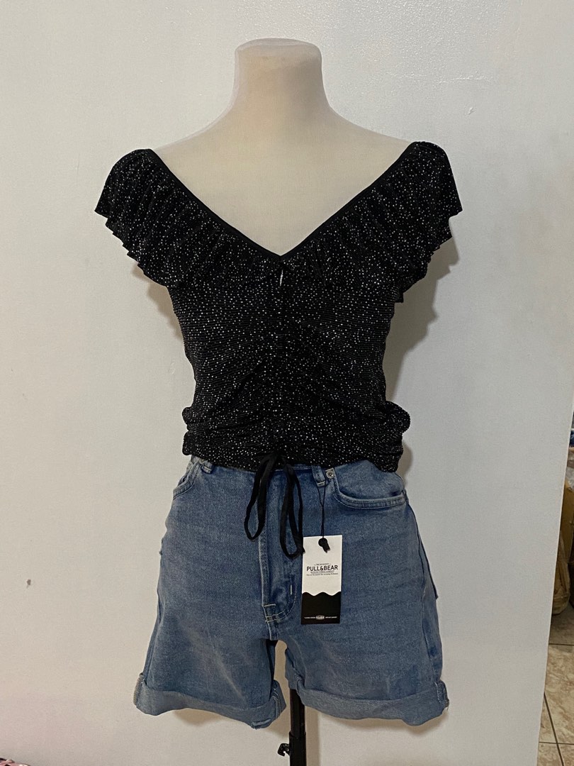 Express ruffled ruched top, Women's Fashion, Tops, Blouses on Carousell