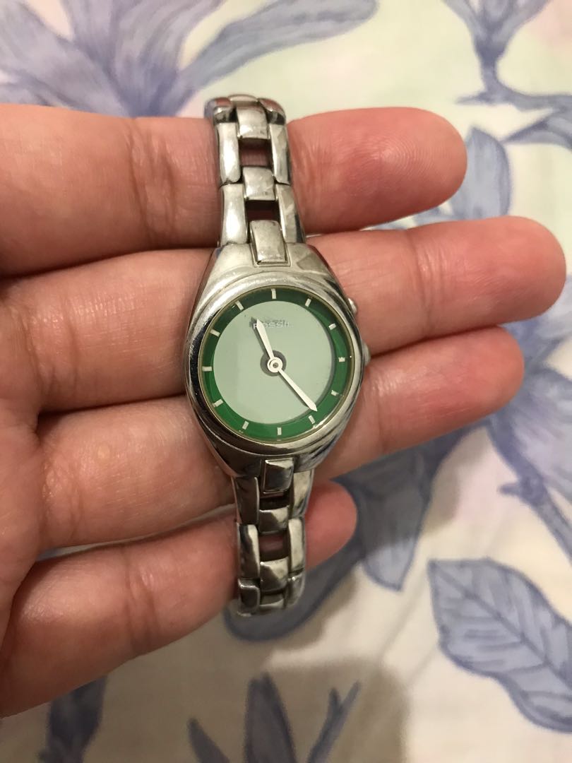 Fossil Vintage Green Big Tic Watch with Flowers ES-9571, Women's ...