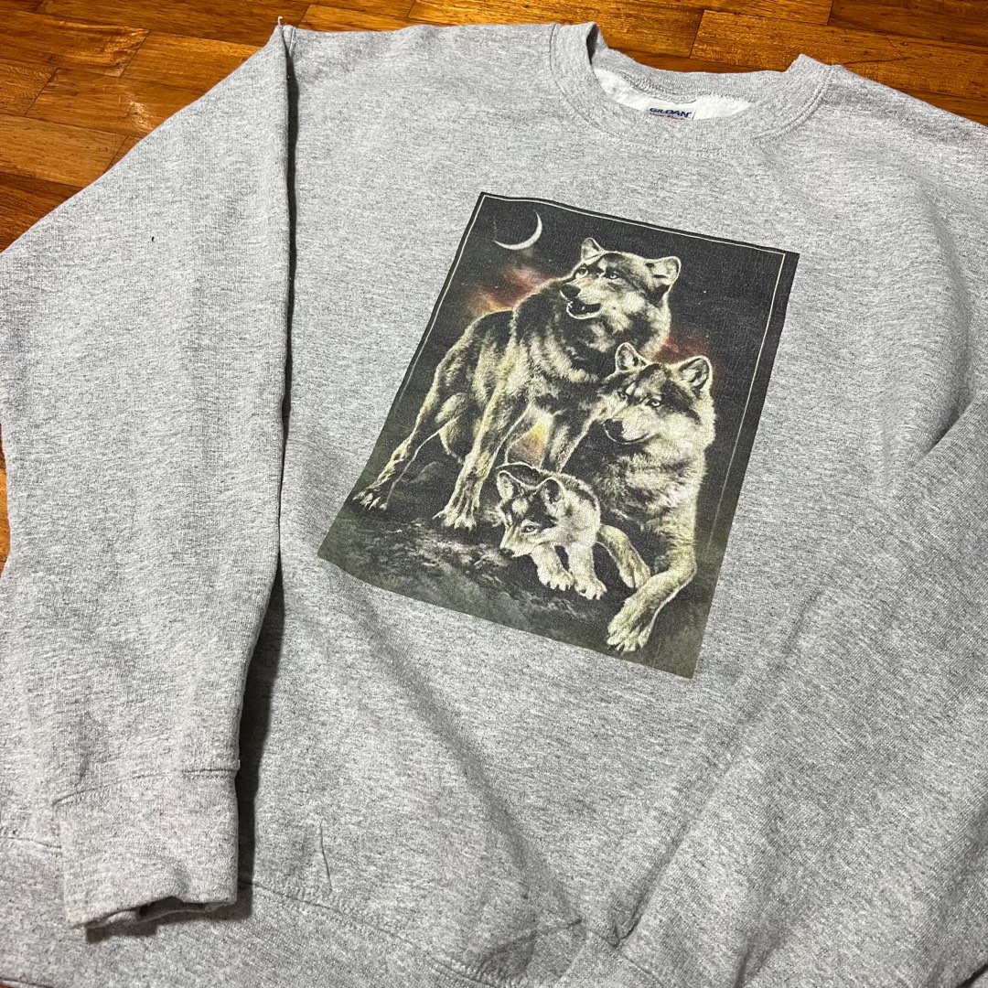 Grey Wolf Sweater, Men's Fashion, Tops & Sets, Hoodies on Carousell