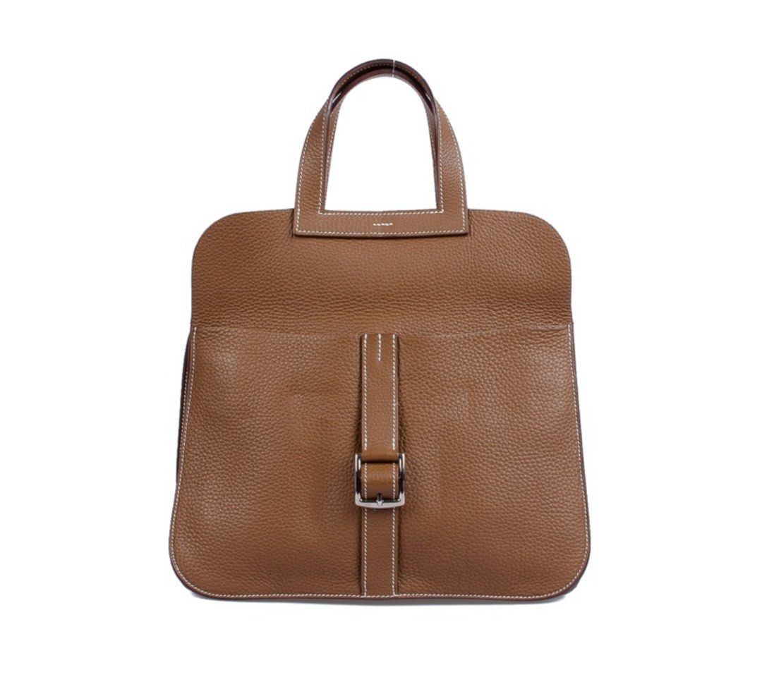 HERMES Halzan 31 Etoupe Clemence Two Way Bag, Luxury, Bags & Wallets on ...