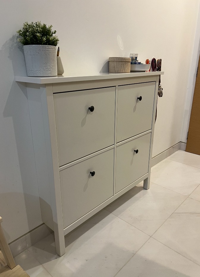 IKEA HEMNES Shoe cabinet with 4 compartments, white, 107x22x101 cm ...